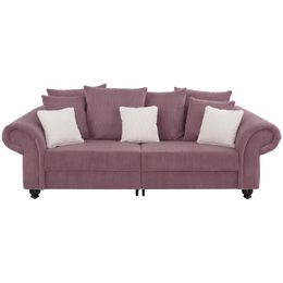 Big-Sofa Home Affaire "King Henry Mega Sofa, viel Platz, Breite 242cm, Federkern", lila (lavendel), B:242cm H:90cm T:103cm, Samtcord &raquo;Ribbon&laquo; (88% Polyester 12% Polyacryl);Luxus-Microfaser (100% Polyester), Sofas, Big-Sofa, in legerer Polsterung und vielen losen Kissen
