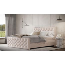Boxspringbett FORTE "Lanciano Max inkl. zwei Bettkästen und Kaltschaum Topper", beige, B:206cm L:225cm, Komplettbetten, und einer 7-Zonen-Tonnentaschenfederkernmatratze H2/H3, Topseller