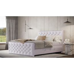 Boxspringbett FORTE "Lanciano Max inkl. zwei Bettkästen und Kaltschaum Topper", grau (hellgrau), B:166cm L:225cm, Komplettbetten, und einer 7-Zonen-Tonnentaschenfederkernmatratze H2/H3, Topseller