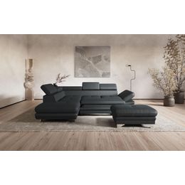 Ecksofa COTTA "Enterprise L-Form", grau (fango), B:277cm H:91cm T:104cm, Softlux-Kunstleder;Luxus-Kunstleder, Sofas, Ecksofa, mit Arm- & Kopfteilverstellung, wahlweise mit Bettfunktion
