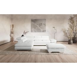Ecksofa COTTA "Enterprise L-Form", wei&szlig; (altwei&szlig;), B:277cm H:91cm T:104cm, Softlux-Kunstleder;Luxus-Kunstleder, Sofas, Ecksofa, mit Arm- & Kopfteilverstellung, wahlweise mit Bettfunktion