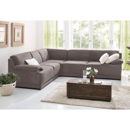 Ecksofa Home Affaire "Telos mit Boxspring Unterfederung f&uuml;r hohen Komfort, L-Form", grau, B:259cm H:80cm T:289cm, Chenille (100% Polyester);Microfaser-PRIMABELLE (100% Polyester);dicke Luxus-Microfaser in Lederoptik (100% Polyester), Sofas, Ecksofa, mit Boxspring-Federung f&uuml;r tollen Sitzkomfort. Zeitlos und komfortabel