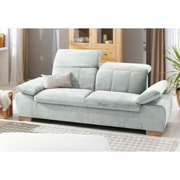 2-Sitzer Home Affaire "Bergamo Multifunktions-Sofa, bequem und komfortabel", silber, B:195cm H:77cm T:90cm, Chenille 100% Polyester;Struktur fein ( 100% Polyester);Luxus-Kunstleder;Struktur weich (100% Polyester), Sofas, mit Armlehn-und R&uuml;ckenfunktion, Federkern