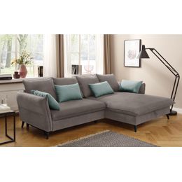 Ecksofa Home Affaire "Tirano, moderne Optik, komfortabel, Breite 274cm,L-Form", grau (taupe), B:274cm H:88cm T:170cm, Sofas, Ecksofa, wahlweise mit Bettfunktion und Bettkasten