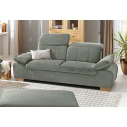2-Sitzer Home Affaire "Bergamo Multifunktions-Sofa, bequem und komfortabel", gr&uuml;n, B:195cm H:77cm T:90cm, Chenille 100% Polyester;Struktur fein ( 100% Polyester);Luxus-Kunstleder;Struktur weich (100% Polyester), Sofas, mit Armlehn-und R&uuml;ckenfunktion, Federkern