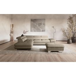 Ecksofa COTTA "Enterprise L-Form", beige, B:277cm H:91cm T:104cm, Softlux-Kunstleder;Luxus-Kunstleder, Sofas, Ecksofa, mit Arm- & Kopfteilverstellung, wahlweise mit Bettfunktion