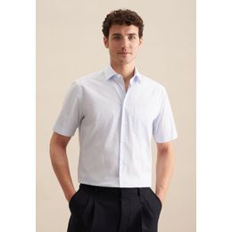 Businesshemd Seidensticker "Regular", Herren, Gr. XL (44), normale &Auml;rmell&auml;ngen, blau, 100% Baumwolle, bedruckt, regular fit, gerader Abschluss, Hemden, Regular 1/2 Kentkragen Druck