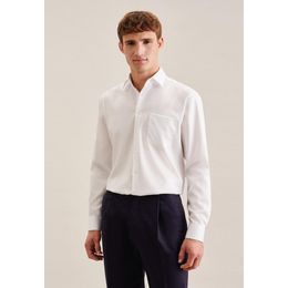 Businesshemd Seidensticker "Schwarze Rose", Herren, Gr. M39, normale &Auml;rmell&auml;ngen, wei&szlig;, 100% Baumwolle, unifarben, comfort fit, 2-Knopf-Manschette, Hemden, Comfort 1/1 Kentkragen Uni