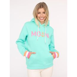Hoodie Zwillingsherz ""Rahel"", Damen, Gr. L, grün (mint), Sweatware, Obermaterial: 50% Baumwolle, 50% Polyester, Basic normal, ohne Ausschnitt, angesetztes Bündchen, Sweatshirts, Kontrastbündchen, Kängurutasche, Langarm, Kapuze, Kordelzug