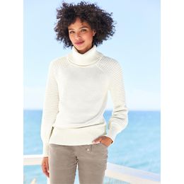 Heine Witt Damen Rollkragenpullover aus reiner Baumwolle, ecru, Größe 34