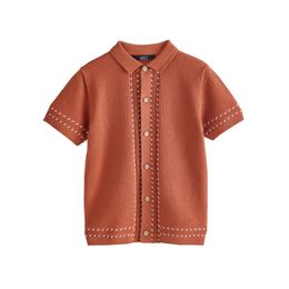 next Poloshirt Jungen Gr&ouml;&szlig;e 98 braun / wei&szlig;
