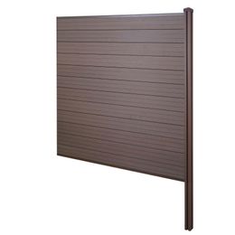 MCW WPC-Sichtschutz Savoie, Windschutz Zaun, WPC-Pfosten zum Einbetonieren ~ Erweiterungselement, 188cm braun