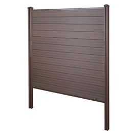 MCW WPC-Sichtschutz Savoie, Windschutz Zaun, WPC-Pfosten zum Einbetonieren ~ Basiselement, 195cm braun