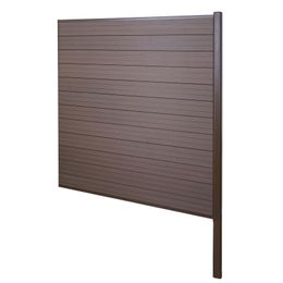 MCW WPC-Sichtschutz Savoie, Windschutz Zaun, Alu-Pfosten zum Einbetonieren ~ Erweiterungselement, 185cm braun