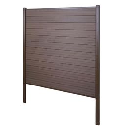 MCW WPC-Sichtschutz Savoie, Windschutz Zaun, Alu-Pfosten zum Einbetonieren ~ Basiselement, 190cm braun