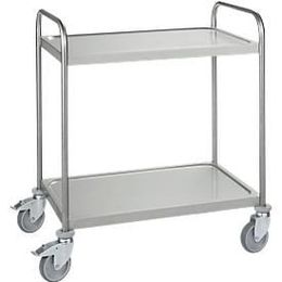Edelstahlwagen, B 1045 x T 645 mm, Vollgummi, Radgehäuse Kunststoff