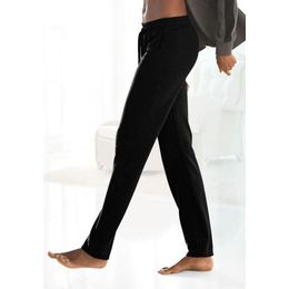 BENCH. LOUNGEWEAR Loungehose schwarz Gr. 52/54 f&uuml;r Damen. Mit Logodruck, Logoschriftzug. Bequem. Nachhaltig.