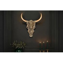Riess Ambiente Extravagante Wanddekoration EXOTIC BULL 60cm gold Mangoholz Stierkopf Riess-Ambiente Boheme Glamour Orientalisch
