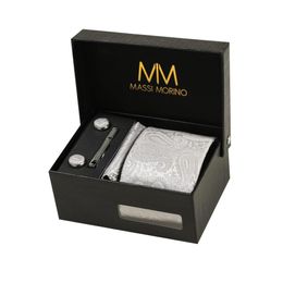 Massi Morino Krawatte-Set in Paisley Grau | Gr.: onesize
