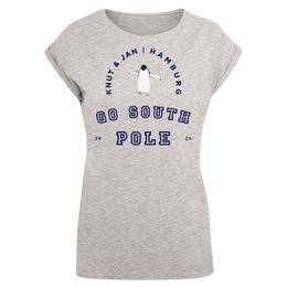 F4NT4STIC T-Shirt Pinguin Knut & Jan Hamburg in grau meliert | Gr.: XS