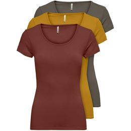 Only 3er-Set T-Shirt in Burnt/Kala/Gold | Gr.: XL