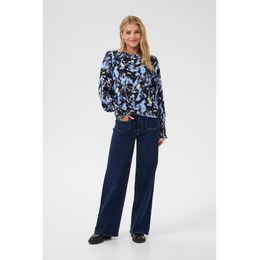 Kaffe Langarm-Bluse KAlura Regular fit in Black/Blue Graphic Strokes | Gr.: 46