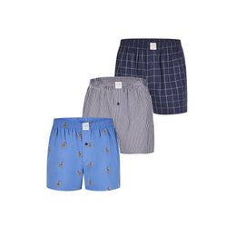 MG-1 3er-Set: Webboxershorts in Dunkelblau/ Blau/ Grau | Gr.: M
