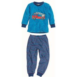 Playshoes Schlafanzug Frottee Feuerwehr in Blau | Gr.: 116