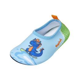 Playshoes Barfu&szlig;-Schuh Dino in Blau/Gr&uuml;n | Gr.: 18/19