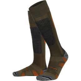 Normani 2 bequeme Merino Trekking Kniestr&uuml;mpfe mit Frotteesohle in Oliv | Gr.: 35-38