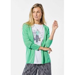 GOLDNER Kurzgr&ouml;&szlig;e: Offene Strickjacke in Kurzform in jadegr&uuml;n | Gr.: 24