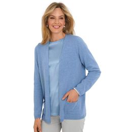 GOLDNER Kurzgr&ouml;&szlig;e: Cardigan in langer offener Form in himmelblau | Gr.: 21
