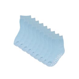 Yalion 9er Pack Antirutschsocken Halbplüsch in Blau | Gr.: 17/18