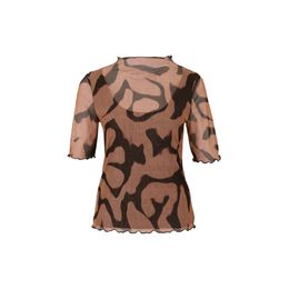 Zero Mesh-Shirt mit Wellensaum in BlackCamel | Gr.: 38