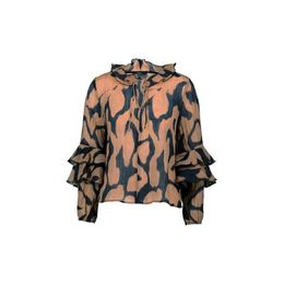 Zero Crinkle-Bluse mit Volants in BlackCamel | Gr.: 36