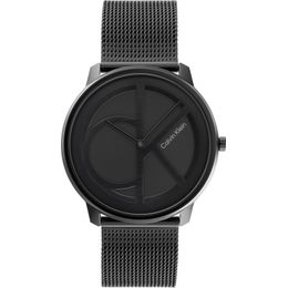 Quarzuhr Calvin Klein "CK ICONIC 40 mm", schwarz, Armbanduhren, Damen, Armbanduhr, Damenuhr, Herrenuhr, Edelstahlarmband, analog