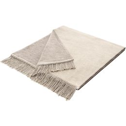 Sesselschoner Biederlack "Cotton Cover Salt & Pepper", beige (natur), B:50cm L:200cm, Baumwolle, Polyacryl, Polyester, Sesselschoner, mit Fransen