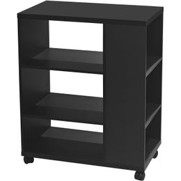 Rollwagen Inosign "LOKVE, Rollcontainer, Druckertisch, Rollregal", schwarz, B:60cm H:75cm T:35cm, Holzwerkstoff, Rollwagen, Rollen feststellbar, 6 Fächer, Höhe 75 cm