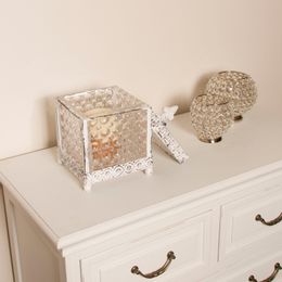 Aufbewahrungsbox "Leyla, weiß", weiß, B:16cm H:16cm T:26cm, Holzwerkstoff, MyFlair MÖBEL & ACCESSOIRES, Aufbewahrungsboxen, aus Metall & Glas, mit Deckel