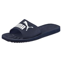 Badesandale Puma "PURECAT", Gr. 47, blau (peacoat, weiß), Synthetik, Schuhe Badelatschen Pantolette