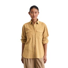 Marc O'Polo Langarmbluse MARC O'POLO "aus Organic-Cotton-Lyocell-Mix", Damen, Gr. 34, beige (pure sand), Obermaterial: 78% Baumwolle, 22% Lyocell, Basic, relaxed fit normal, Manschette, Blusen