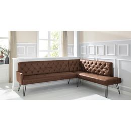 exxpo - SOFA FASHION Eckbank »Doppio, Chesterfield Optik, komfortabel und bequem, hohe Designfüße« Frei im Raum stellbar cognac