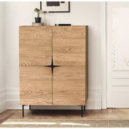 WOODMAN Highboard Kommode mit Holzfurnier aus Eiche, im Skandinavischen Design eiche, schwarz