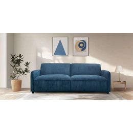 DOREL HOME 3-Sitzer »Allie Curved Schlafsofa 209 cm« Bettfunktion (110/190), verstellbare Rückenlehne, Cord u. Velours blau