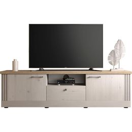 Home Affaire Lowboard &raquo;Country Breite 211 cm, TV-Board 2 T&uuml;ren u. 1 Schubkasten, TV-Schrank&laquo; im Landhausstil, viel Strauraum, mit Metallgriffe, MDF 