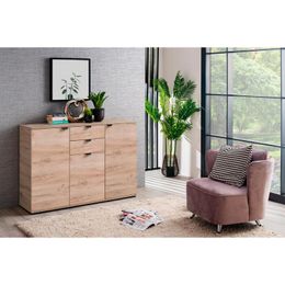Inosign Sideboard »Duero« Kommode mit 2 Schubkästen, Breite 135 cm grau Eiche 2 Schubkästen