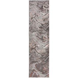 FLAIR RUGS L&auml;ufer &raquo;Marbled&laquo; rechteckig 12 mm H&ouml;he dezenter Glanz, mehrfarbig, modernes Marmor-Design, Teppichl&auml;ufer rosa Kunstfaser