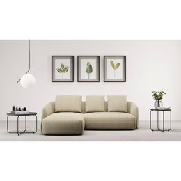Trendmanufaktur Ecksofa »Shawn Designsofa mit elegant geschwungen Armlehnen, L-Form« bequem, organischer Form, mit hochwertigem Bezug sand