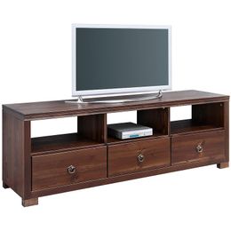 Home Affaire TV-Board »Gotland« Breite 147 cm, mit Schubladen und offenen Fächern, Massivholz, FSC dunkelbraun