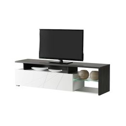 Inosign Lowboard »Arctic TV-Board« TV-Kommode, Br. 170 cm, mit und ohne LED-Beleuchtung, Front mit Fräsung Schwarz Holzstruktur-Weiß Hochglanz...